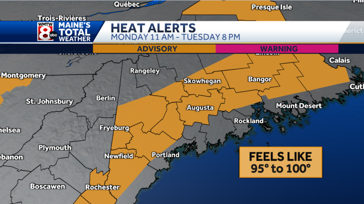 Heat Advisory in effect Monday through Tuesday