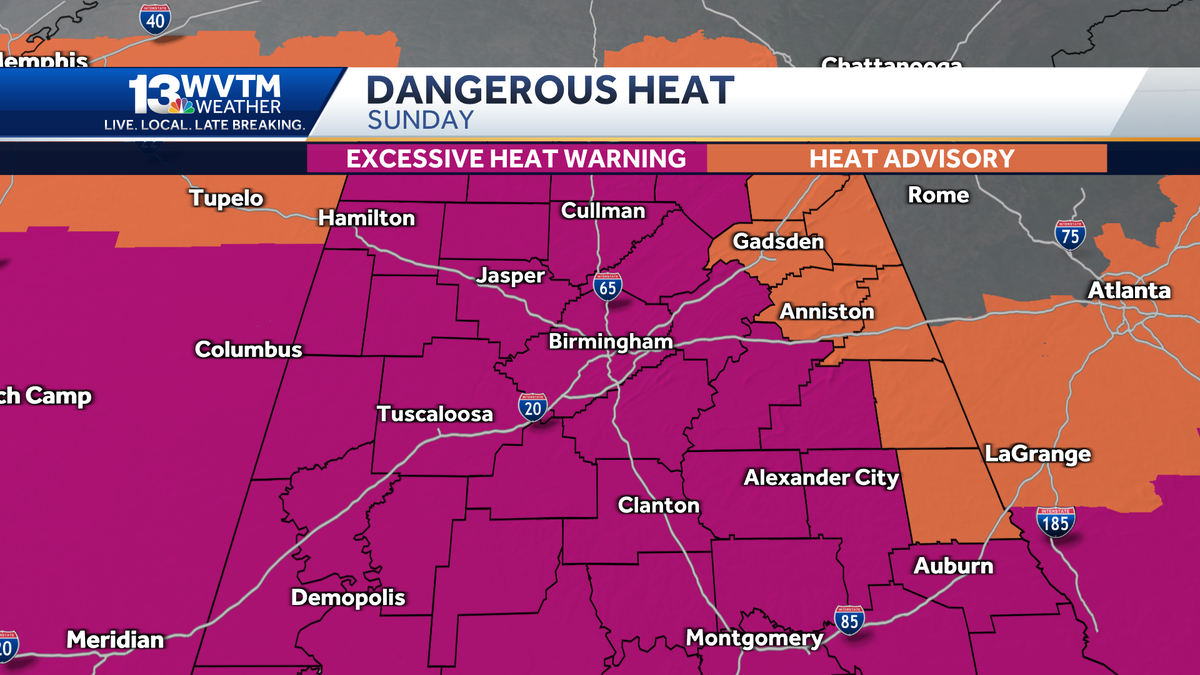 Intense summer storms and excessive heat for Alabama Sunday