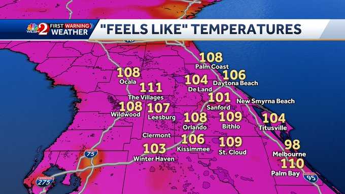 Central Florida feels-like temperatures to reach dangerous levels