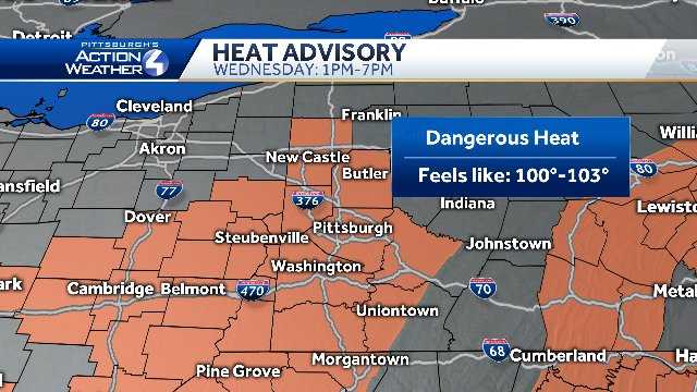 Heat advisory issued for Pittsburgh area on Fourth of July