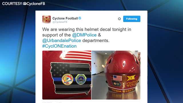 Cyclones to wear special decals in honor of fallen officers