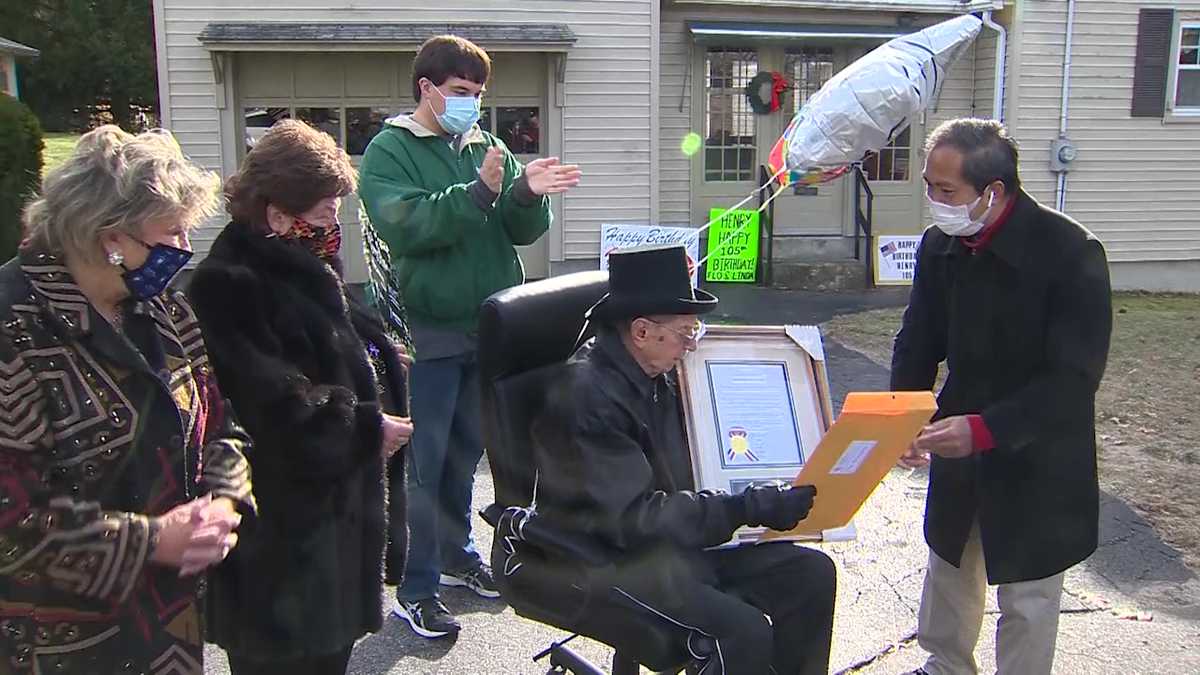 Massachusetts neighborhood holds rolling rally for veteran's 105th birthday