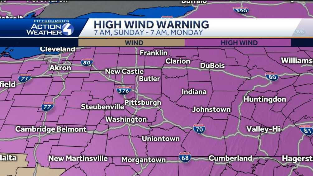 High wind warning in effect beginning Sunday, scattered power outages ...