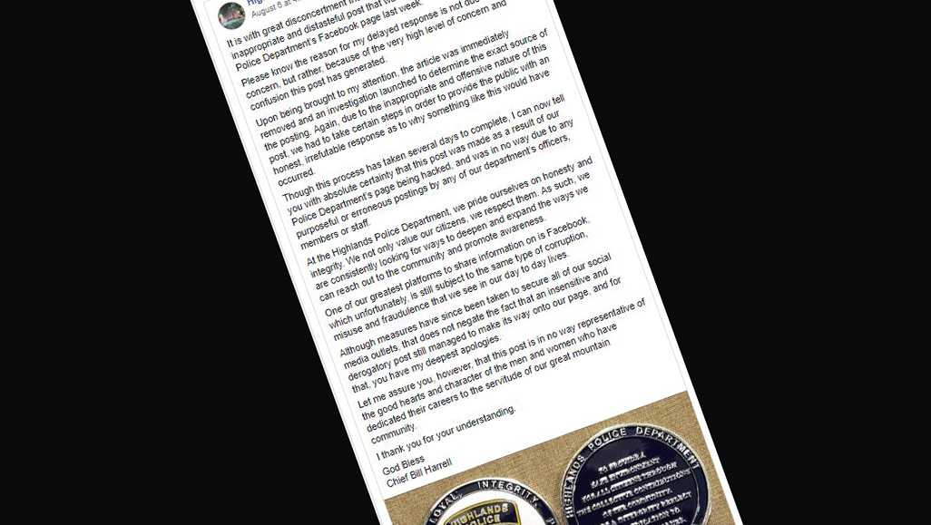 ‘Inappropriate, distasteful' post on police dept. Facebook page was ...