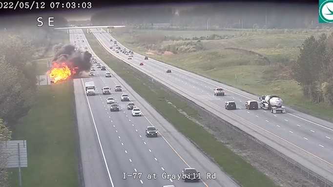 VIDEO: ODOT employee struck along highway resulting in fiery crash