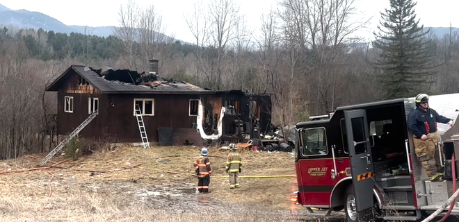 Two injured after home destroyed by fire in Jay, New York