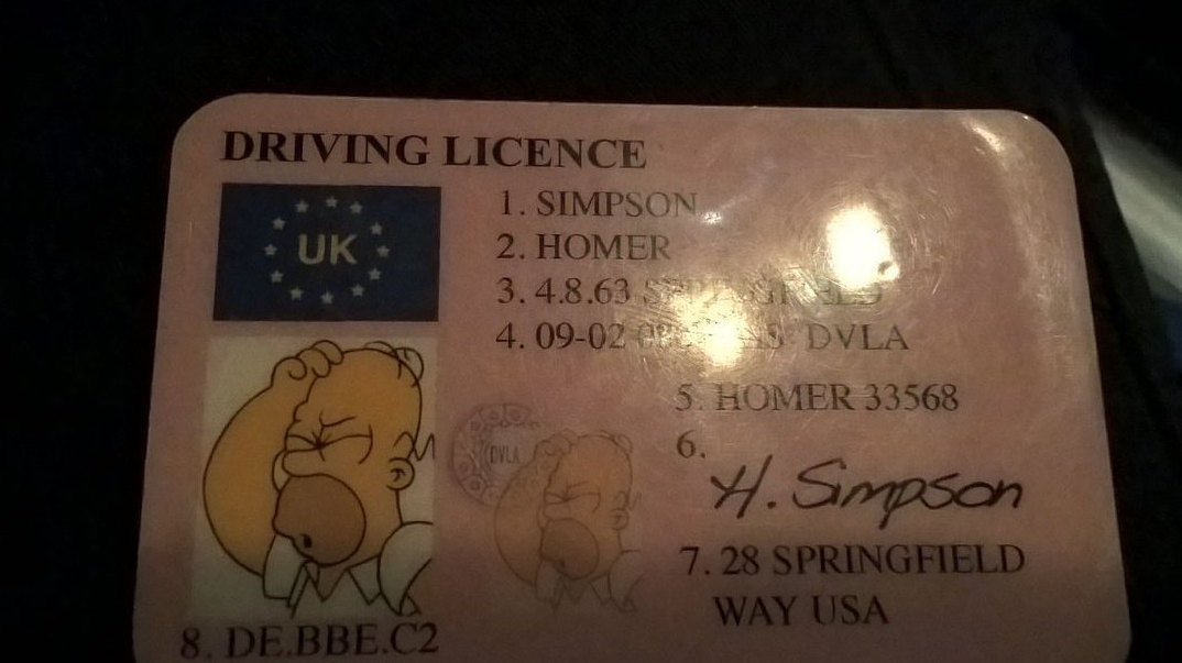 'D'oh!': Stopped driver presents fake Homer Simpson license to police