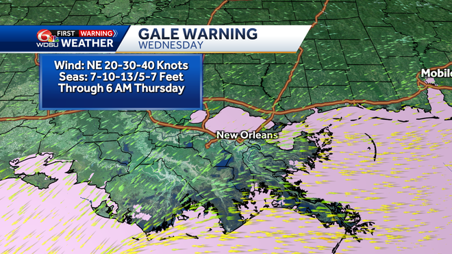 New Orleans weather: Strong winds and heavy rain Wednesday