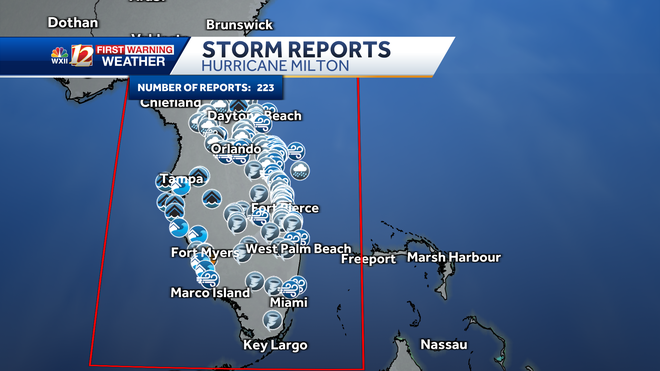 HURRICANE MILTON: storm reports and rainfall totals in Florida