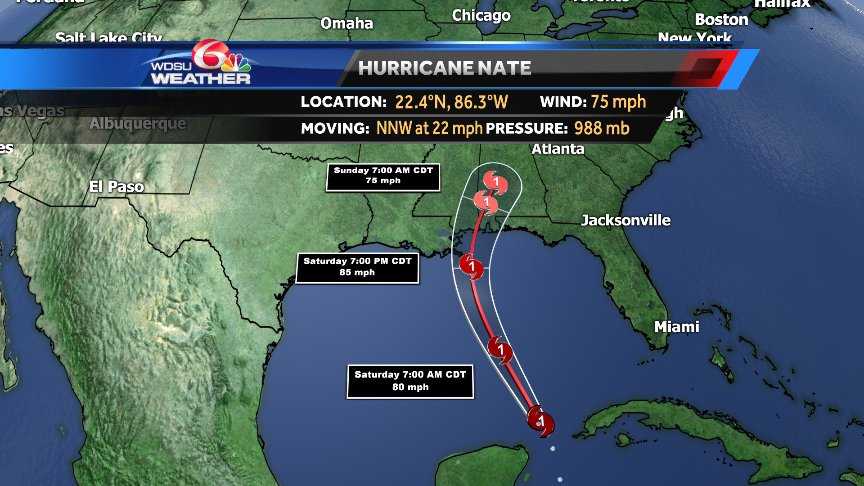 Friday Night: Nate is now a hurricane
