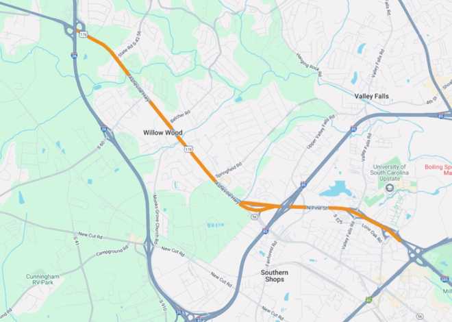 South Carolina: Lane closures expected on busy Upstate highway