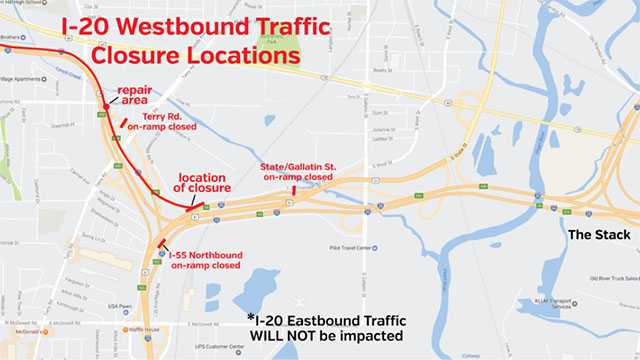 I-20 lane closures set for this weekend