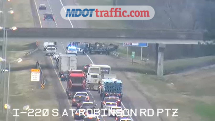 One dead after vehicle overturns on I-220