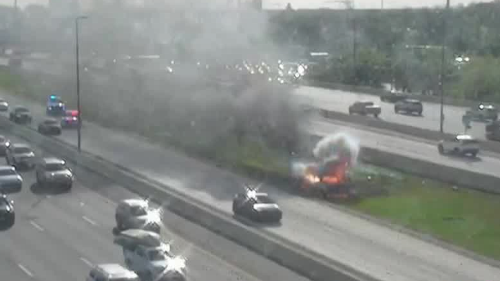 I-4 vehicle fire: Explosion causes traffic near turnpike