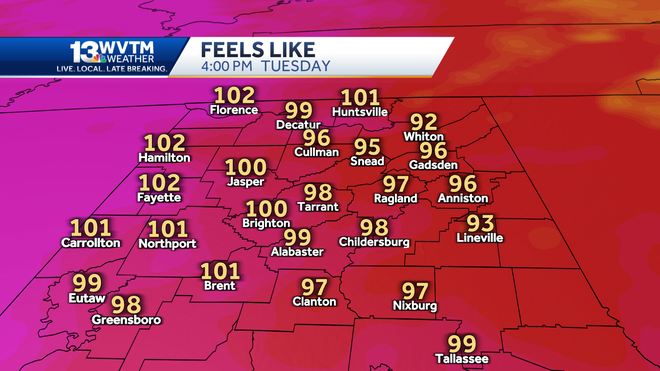 Alabama forecast: Temperatures soar to the upper 90s