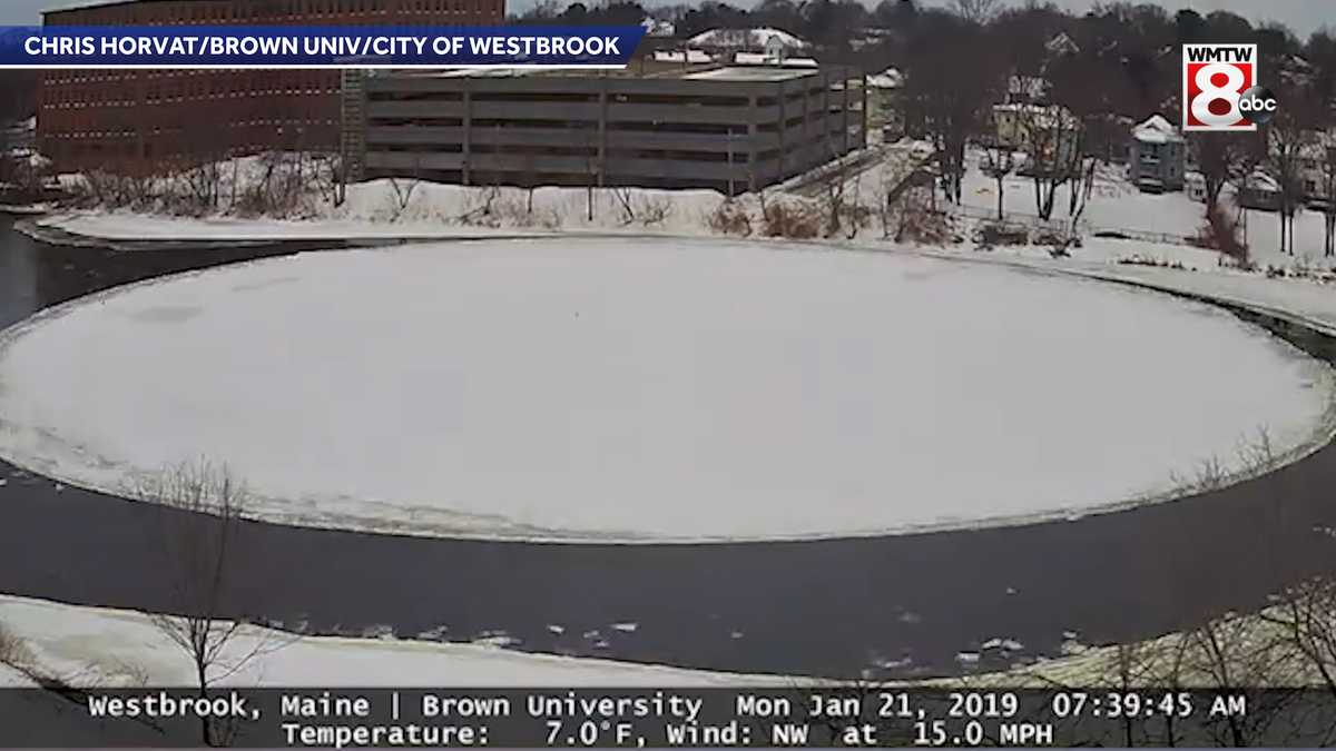 Giant ice disk equipped with webcam after surviving storm