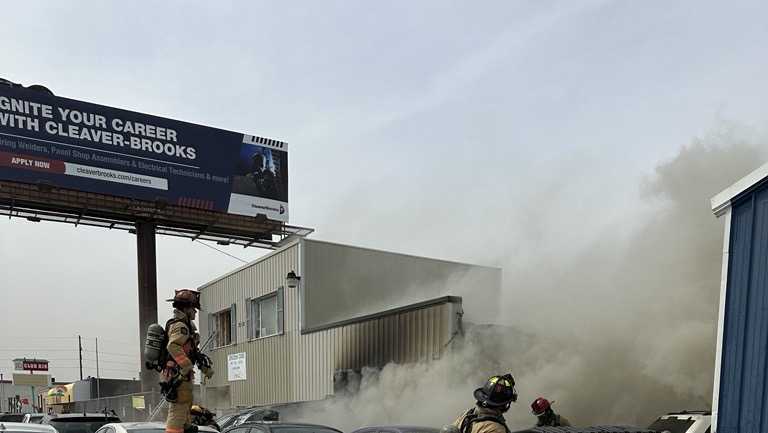 Lincoln: Car on fire inside building along Cornhusker Highway
