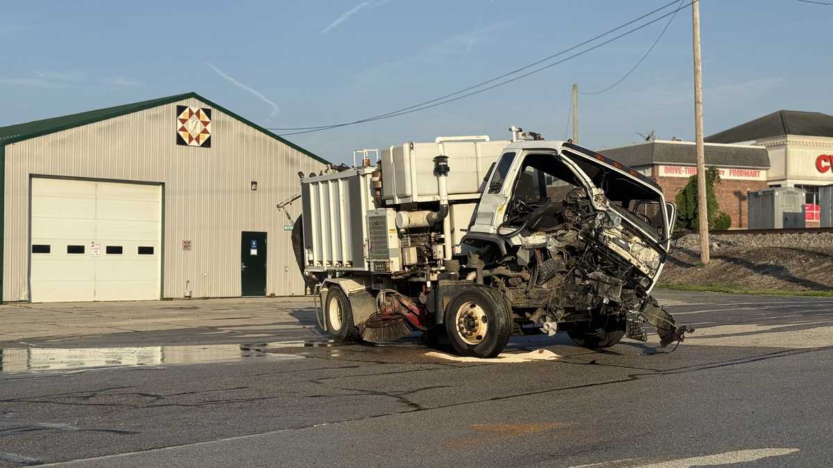 Street sweeper crash with a train reported on Green Boulevard in Aurora
