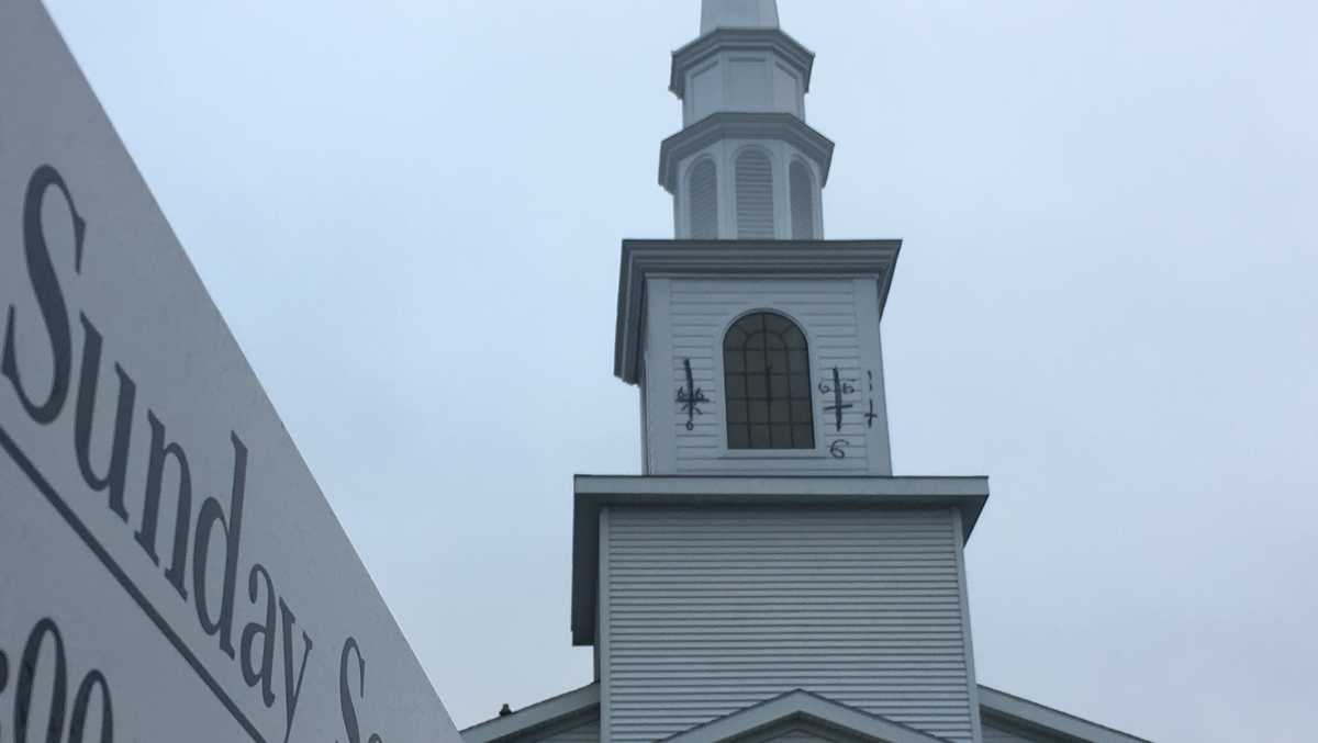 Photos: Vandals draw upside-down crosses, write "666" on Lancaster church