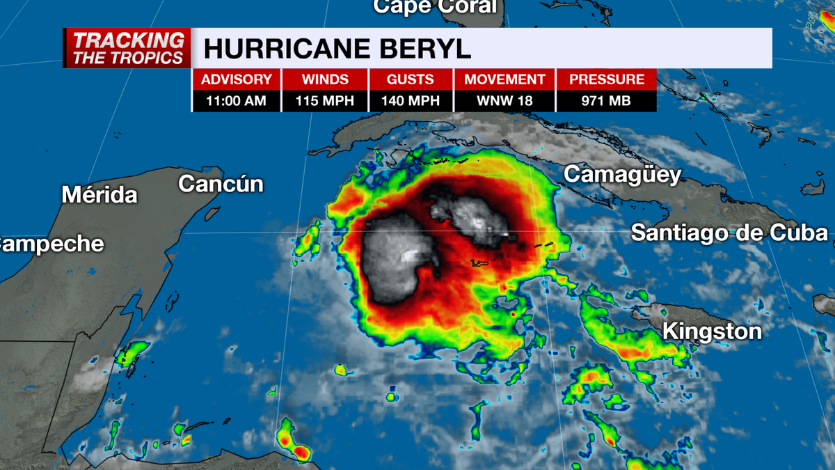 Hurricane Beryl is weakening as it pulls away from the Cayman Islands