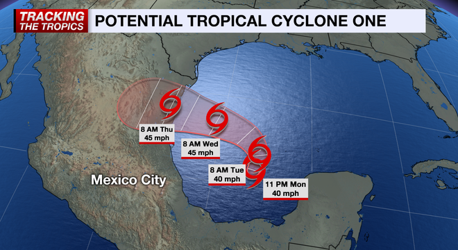 'Potential Tropical Cyclone One' forms in the Gulf of Mexico