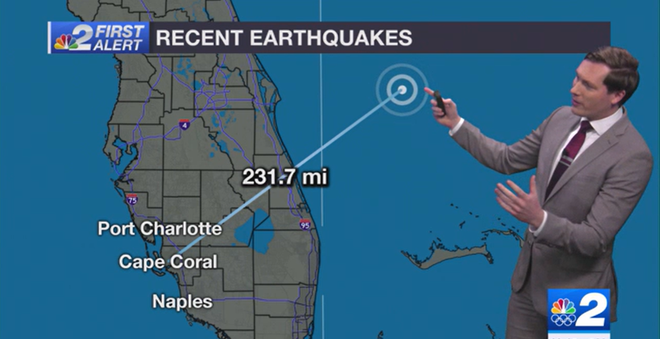 No damage caused during weak earthquake off Florida's east coast last night