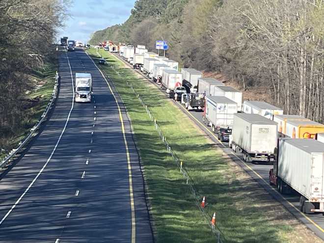 Two medical helicopters land after crash on I-85 south near state line