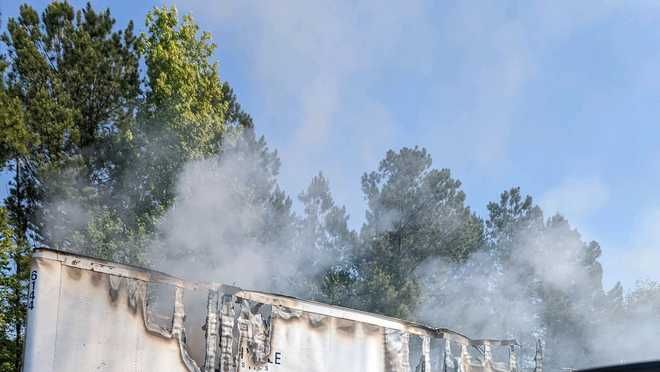 Tractor-trailer fire on Interstate 85 backs up traffic for miles
