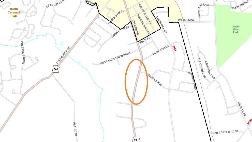 Delays on Route 72 due to emergency base repairs in Lebanon County, Pa.