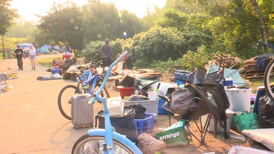 Crews clear large homeless encampment in Portland Crews clear large homeless encampment in Portland