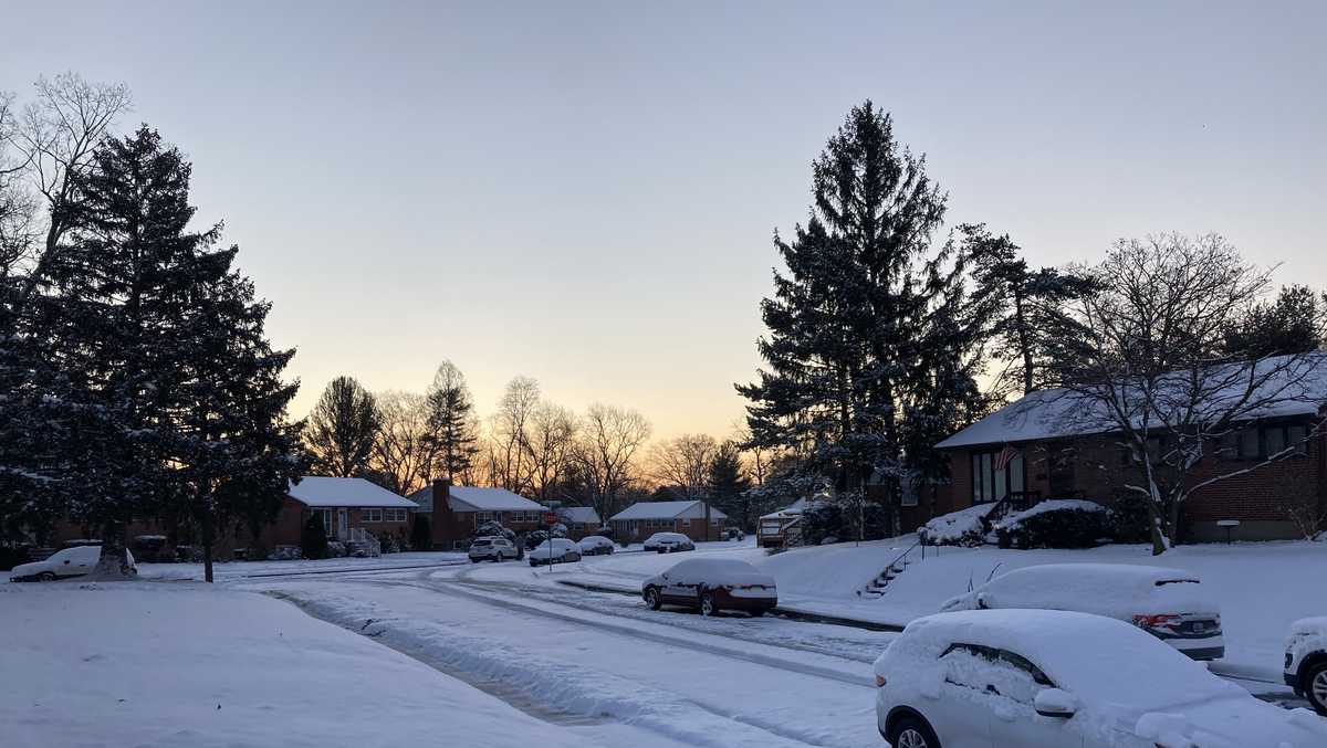 Snowstorm exits area, many schools closed or on delay