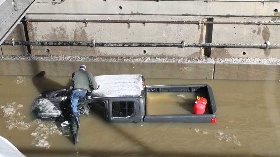 Photos: Man rescued from flood waters on parkway in downtown Pittsburgh