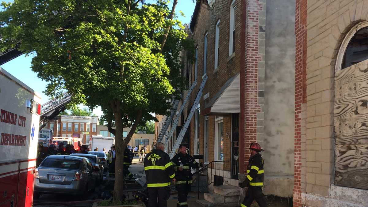 Crews battle house fire in north Baltimore