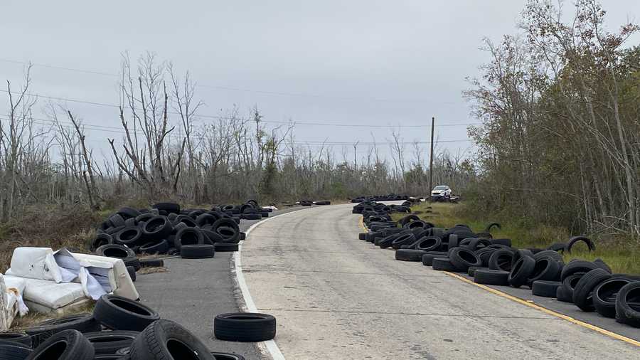 New Orleans East Michoud exit covered in illegally dumped tires