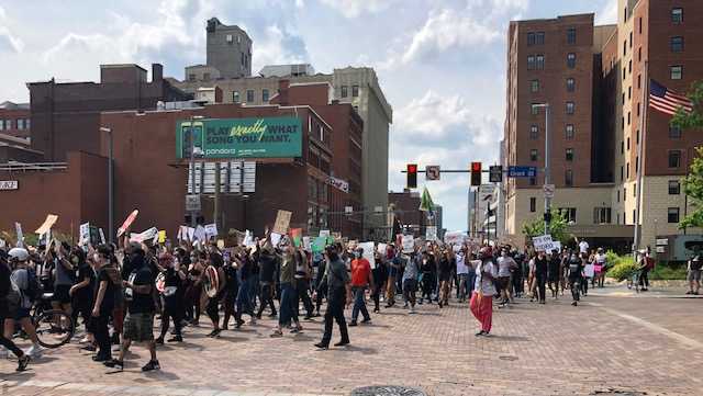 Hundreds march through downtown Pittsburgh in peaceful protest