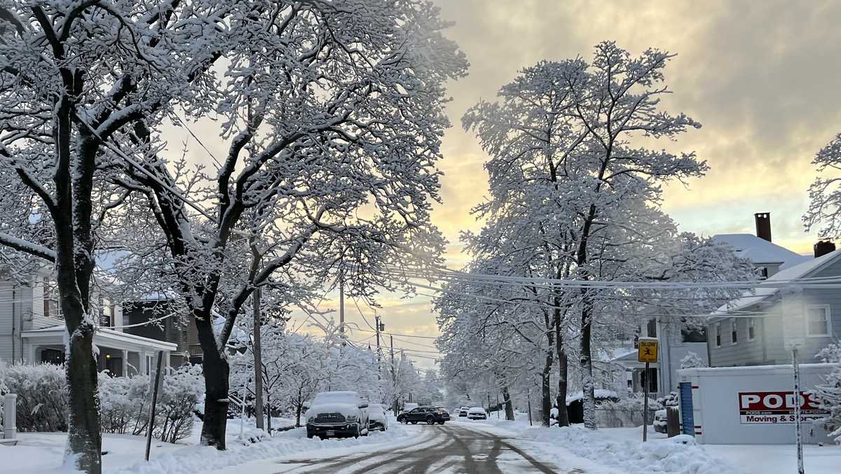 See how much snow piled up across Maine Sunday night and Monday