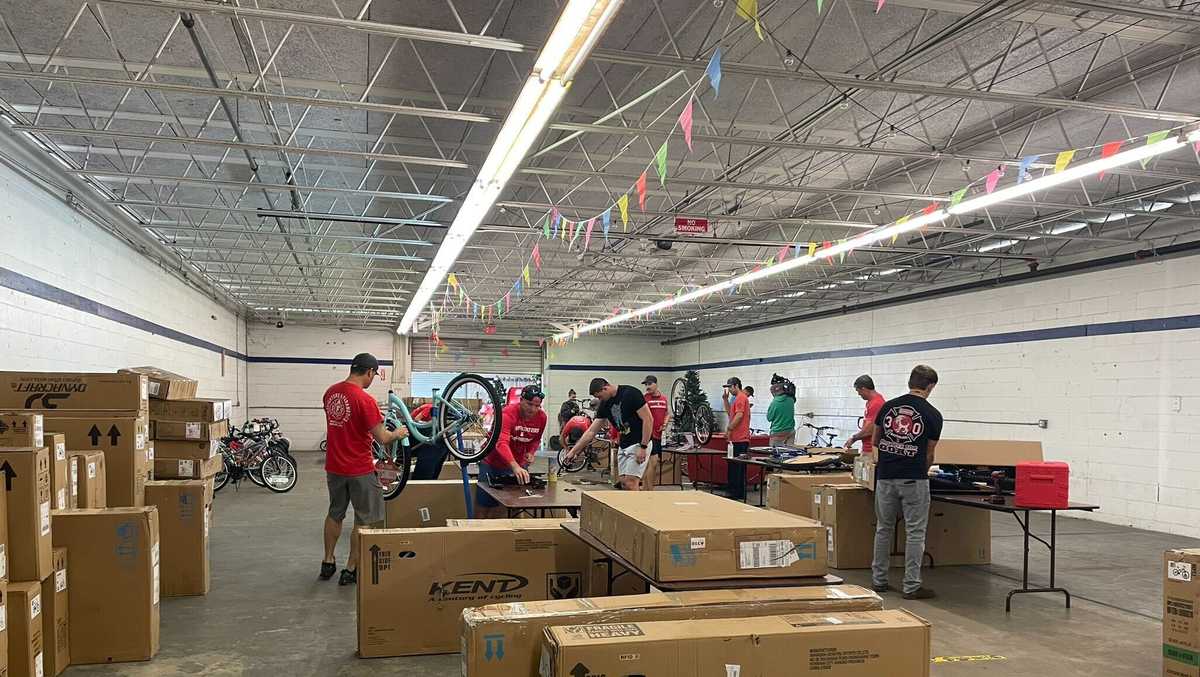 First responders in Florida assemble bikes for families and kids in need
