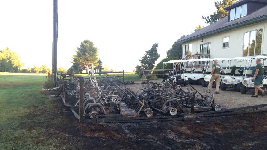 Photos: Nearly 20 golf carts set on fire