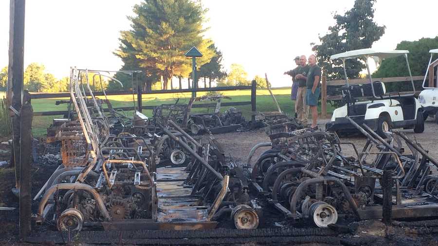 Photos: Nearly 20 golf carts set on fire