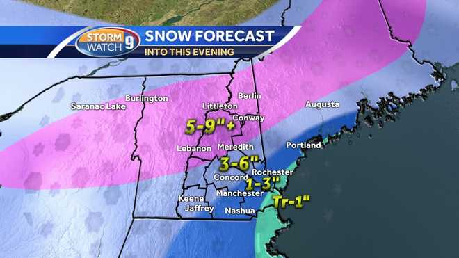 Snow continues in north, mixes to rain in southern New Hampshire