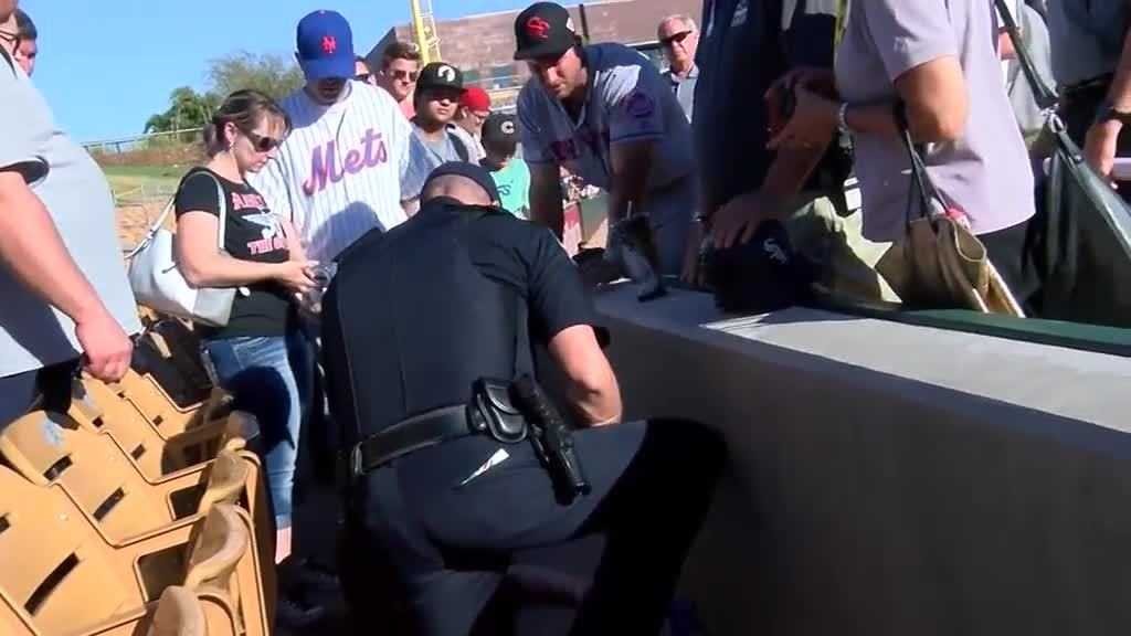 Tim Tebow prays over fan who appears to have a seizure