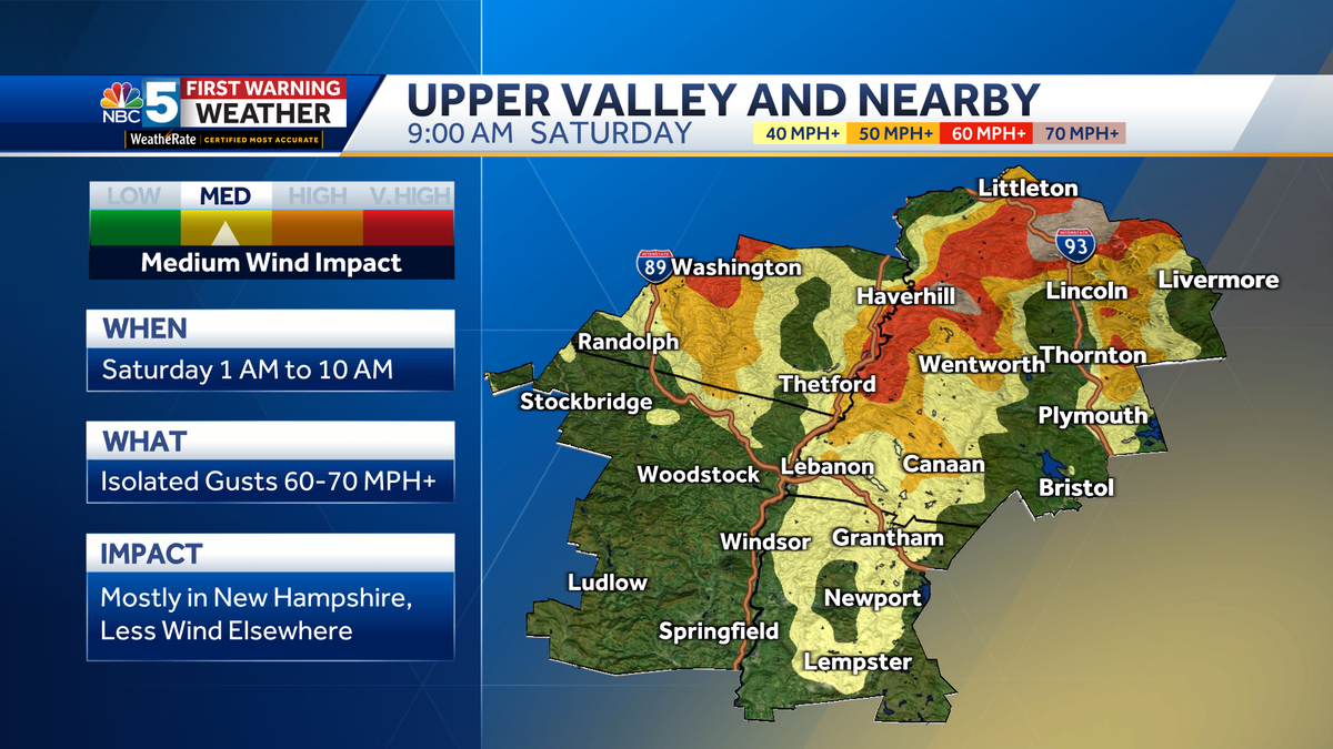 County breakdown: See where 70 mph wind is possible early Saturday