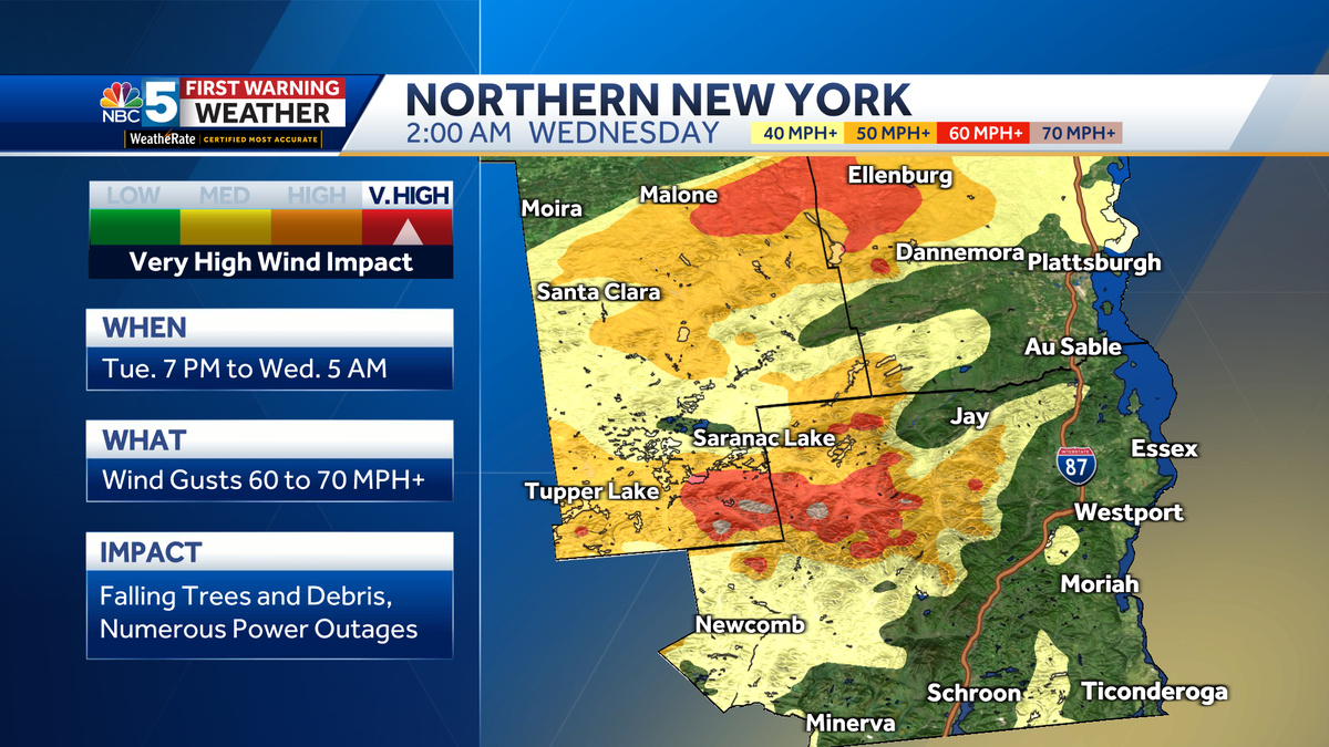 Map gallery: see where 70 mph wind is possible Tuesday night
