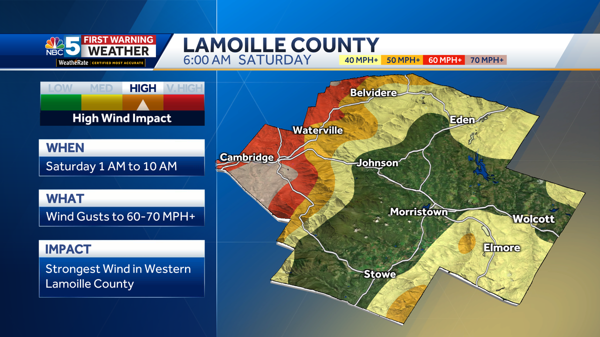 County breakdown: See where 70 mph wind is possible early Saturday