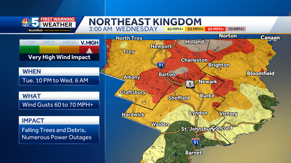 Map gallery: see where 70 mph wind is possible Tuesday night