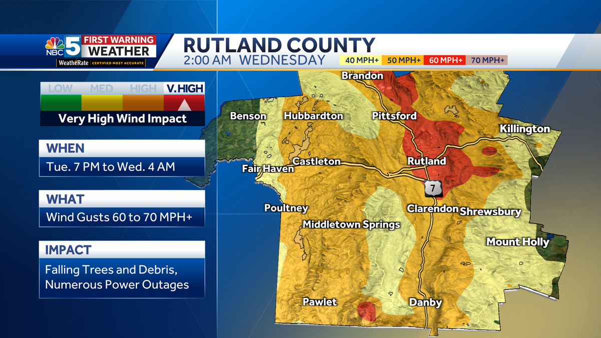 Map gallery: see where 70 mph wind is possible Tuesday night