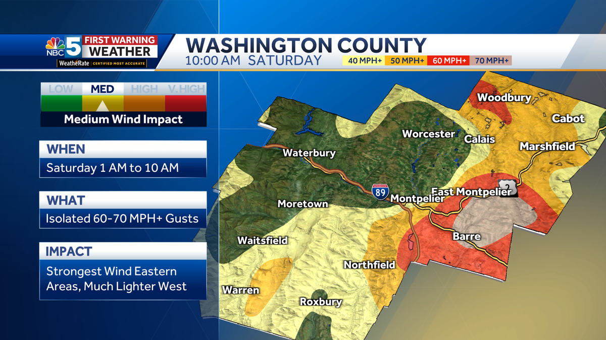 County breakdown: See where 70 mph wind is possible early Saturday