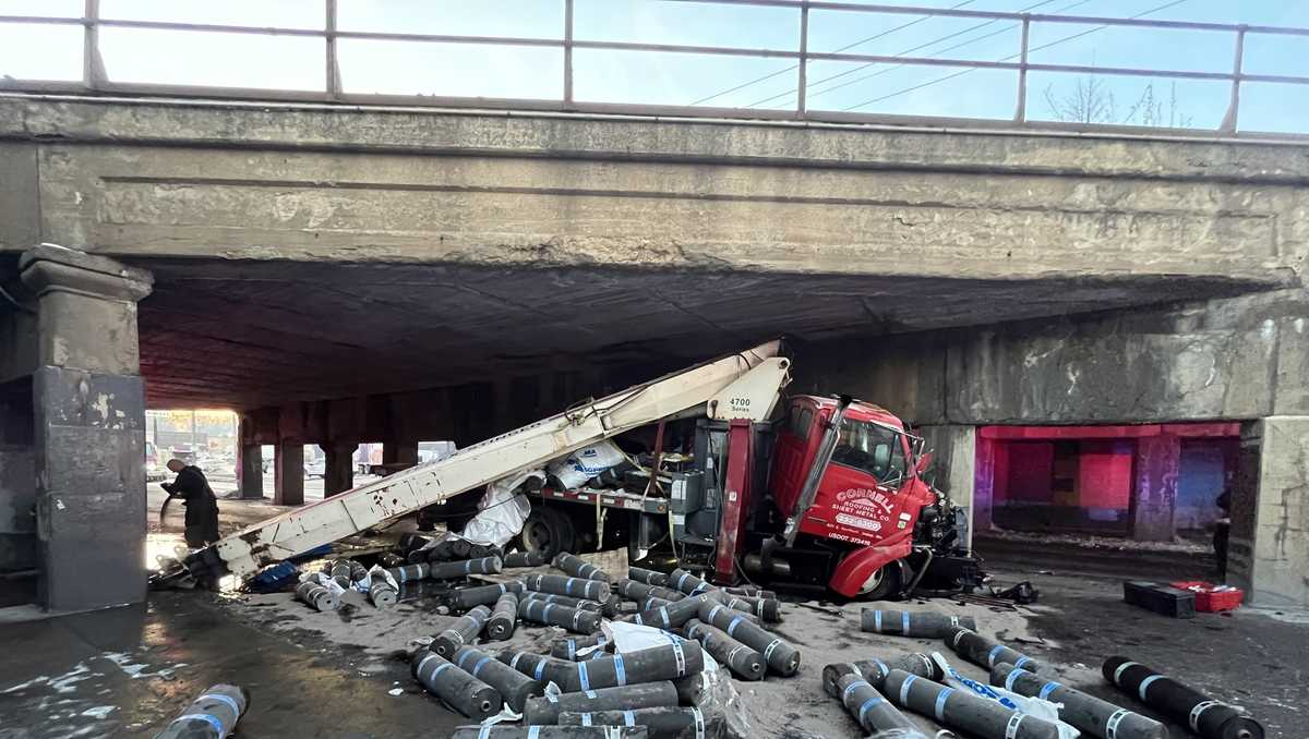 Kansas City bridge known for low clearance leaves semi wrecked
