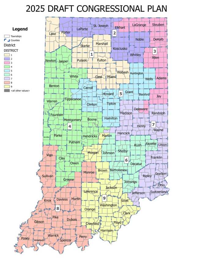 Proposed redraw of congressional map groups southern Indiana with ...