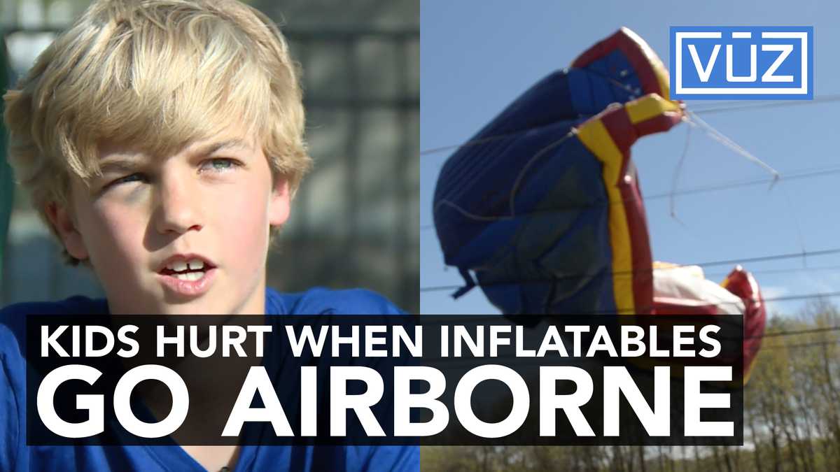 Bounce house, inflatable slide goes airborne, 5 kids hurt